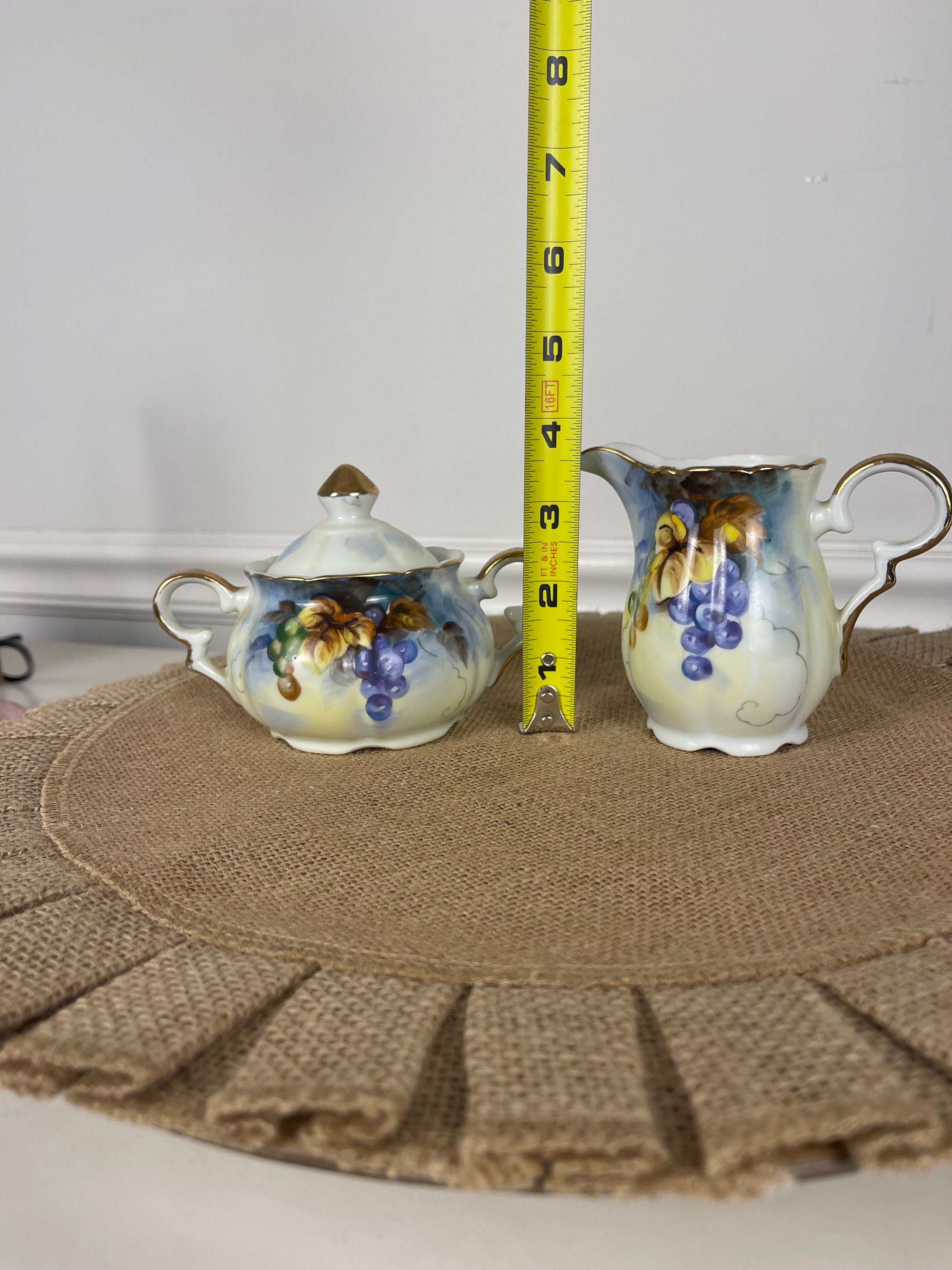 Vintage Lefton China Hand Painted Creamer and Sugar Set SL 2615 Grape ...