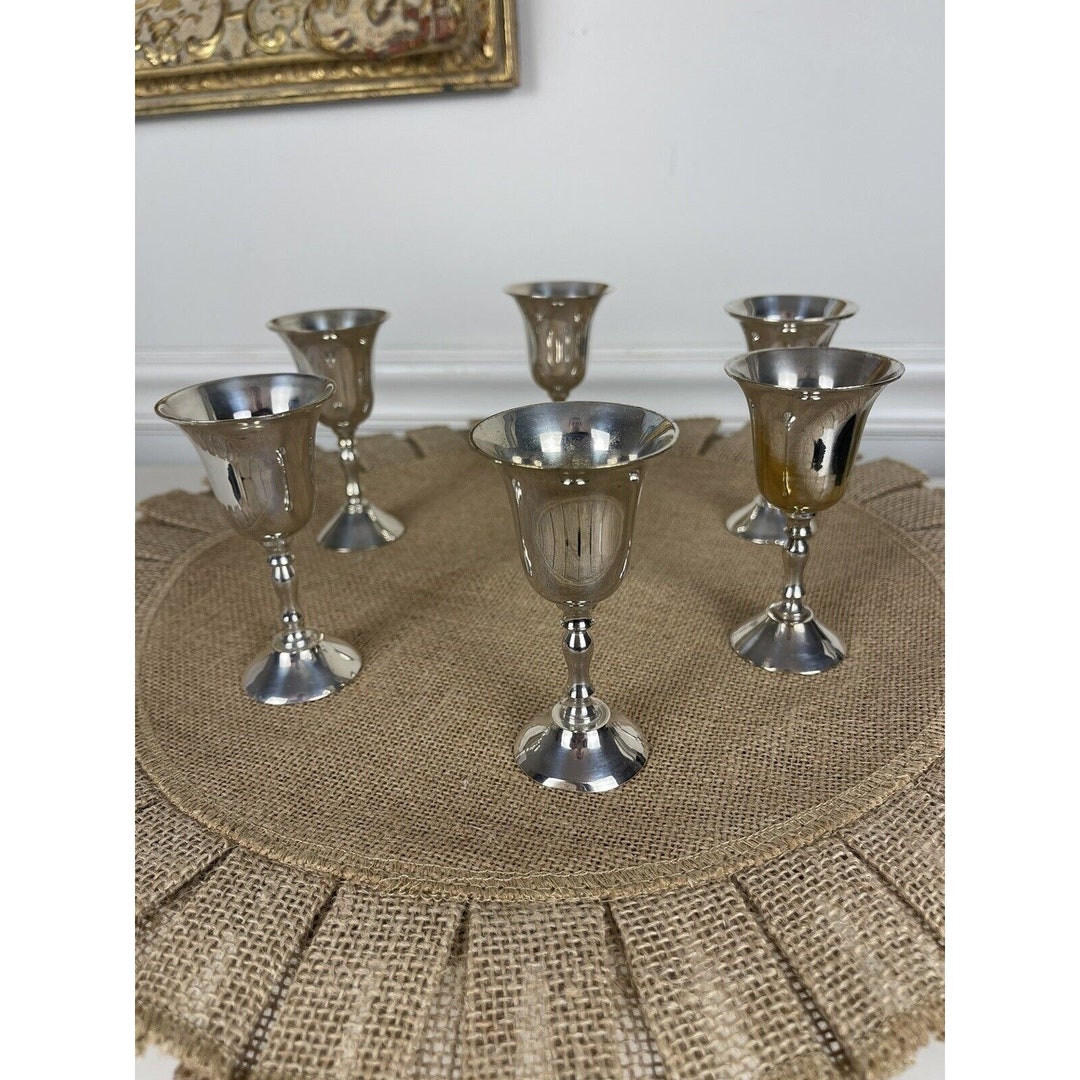 Vintage Silver Plate Blessing Cups Chalice Set of 6 Small Mini Goblets ...
