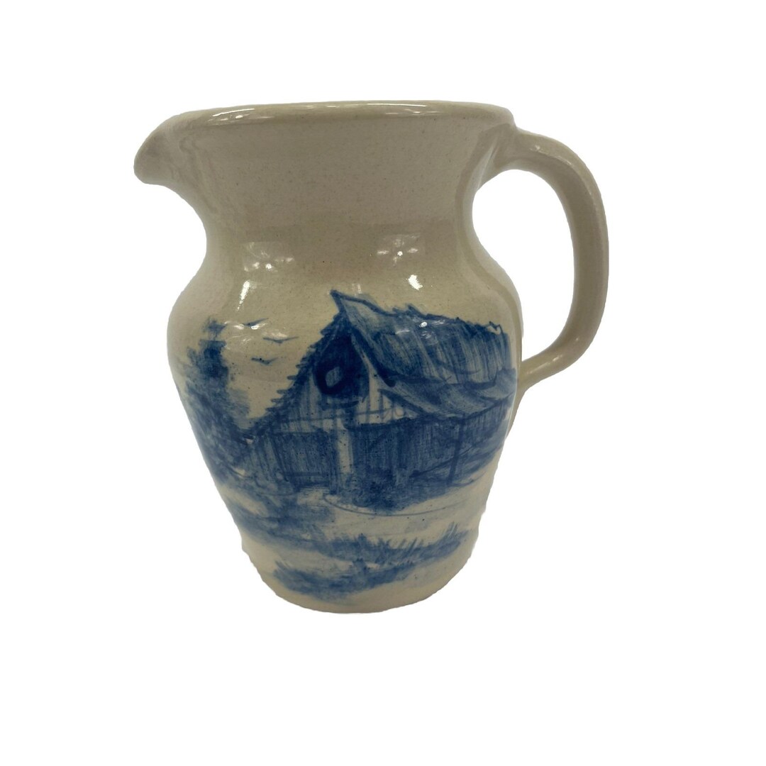 Vintage Yesteryears Casey Pottery Country Pitcher With Blue Design ...