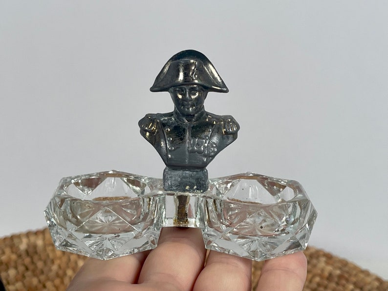 RARE Vintage Napoleon Open Double Salt Cellar, Napoleon Glass Salt and ...