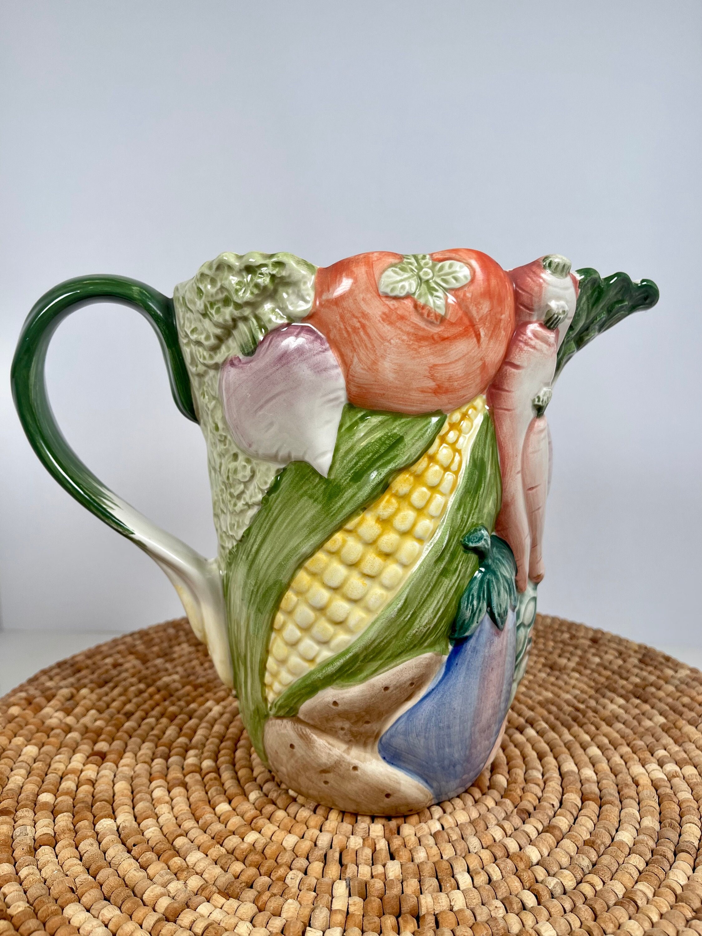 1986 Fitz and Floyd Vegetable Garden Relief Pitcher, Veggie Pitcher ...