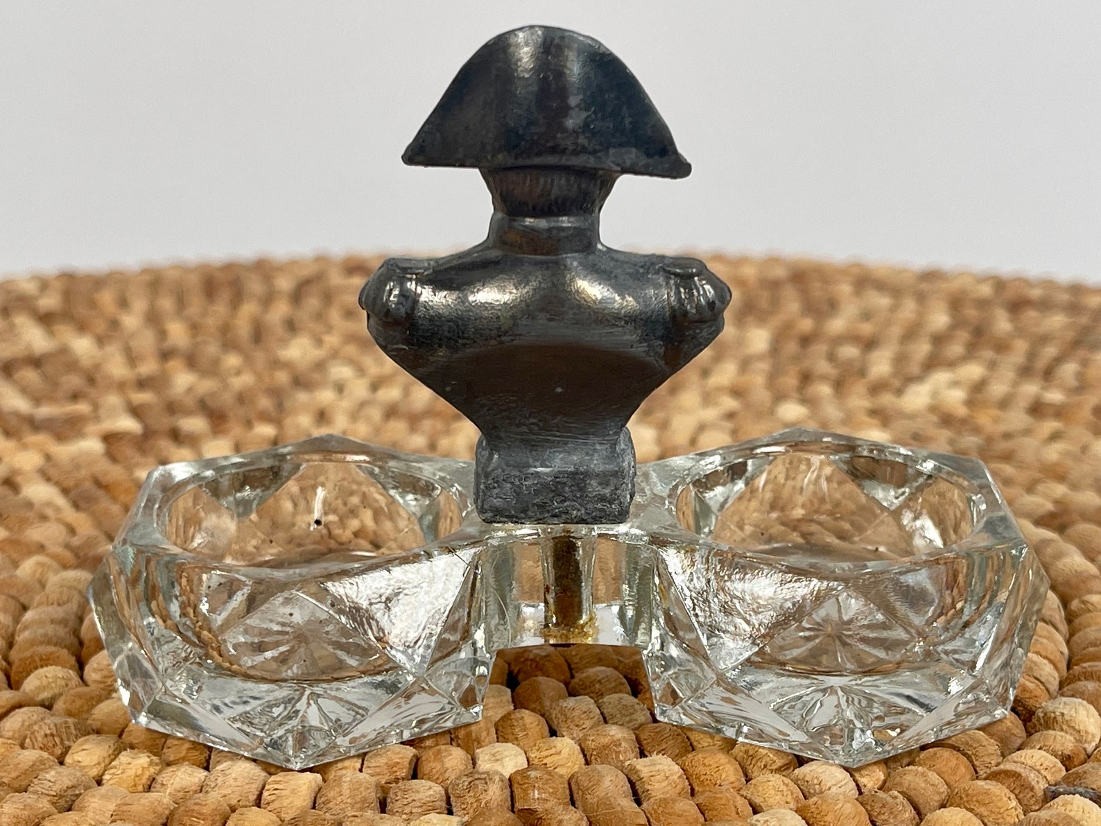 RARE Vintage Napoleon Open Double Salt Cellar, Napoleon Glass Salt and ...