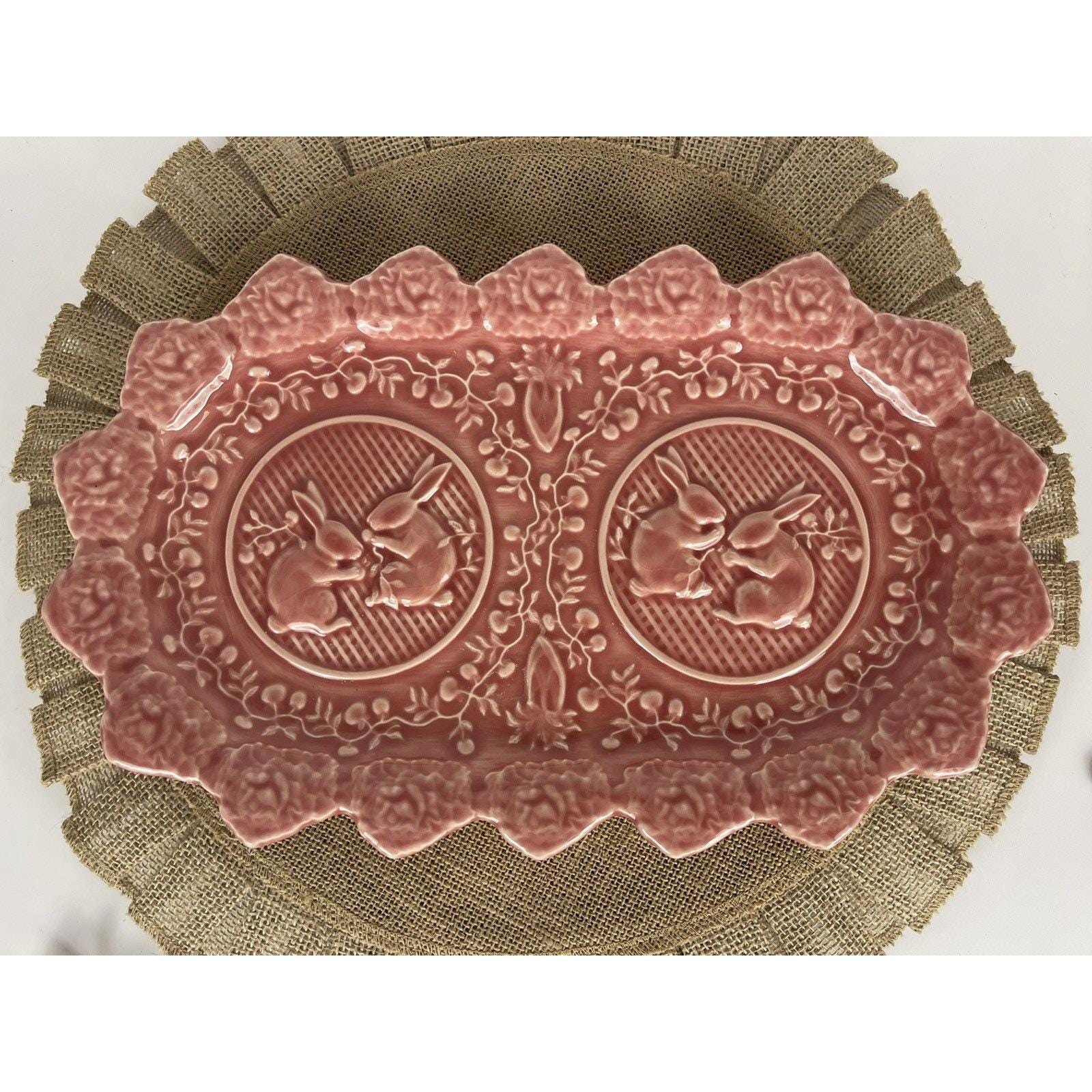 Bordallo Pinheiro Rabbit Pink Serving Platter Portugal Easter Spring ...