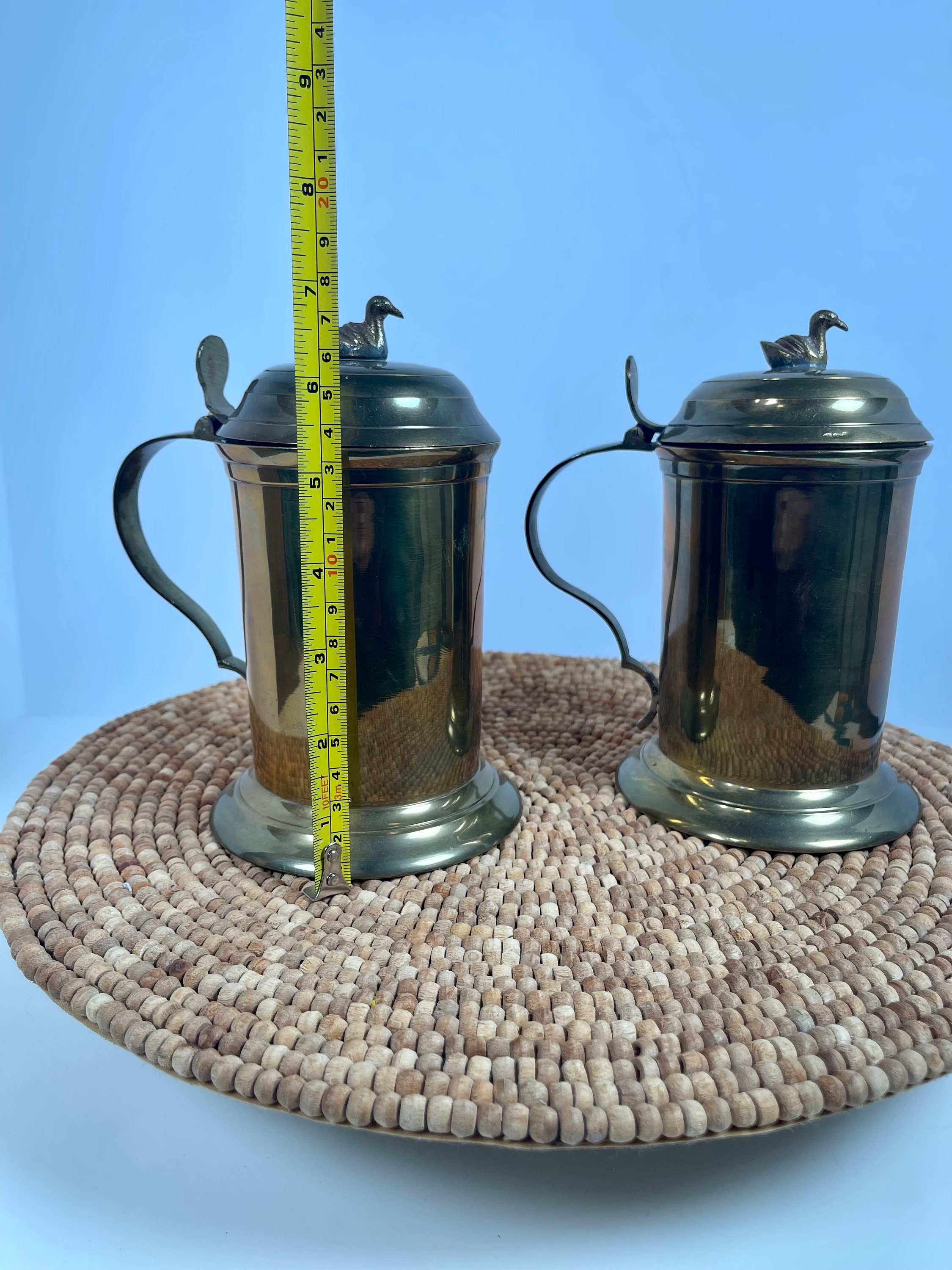 Two Enesco Brass Duck Vintage Tankard Beer Steins, Brass Stein With ...