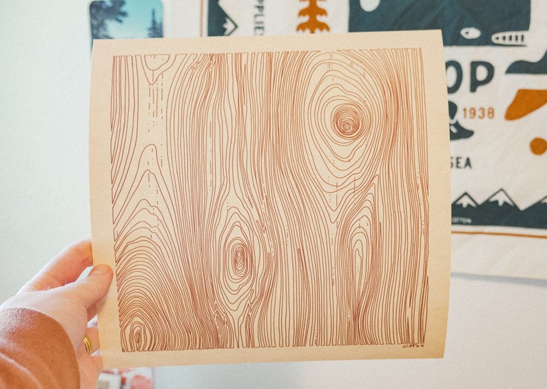 Wood Grain Line Art // Cold Press Fine Art Paper // Outdoor Art Prints ...