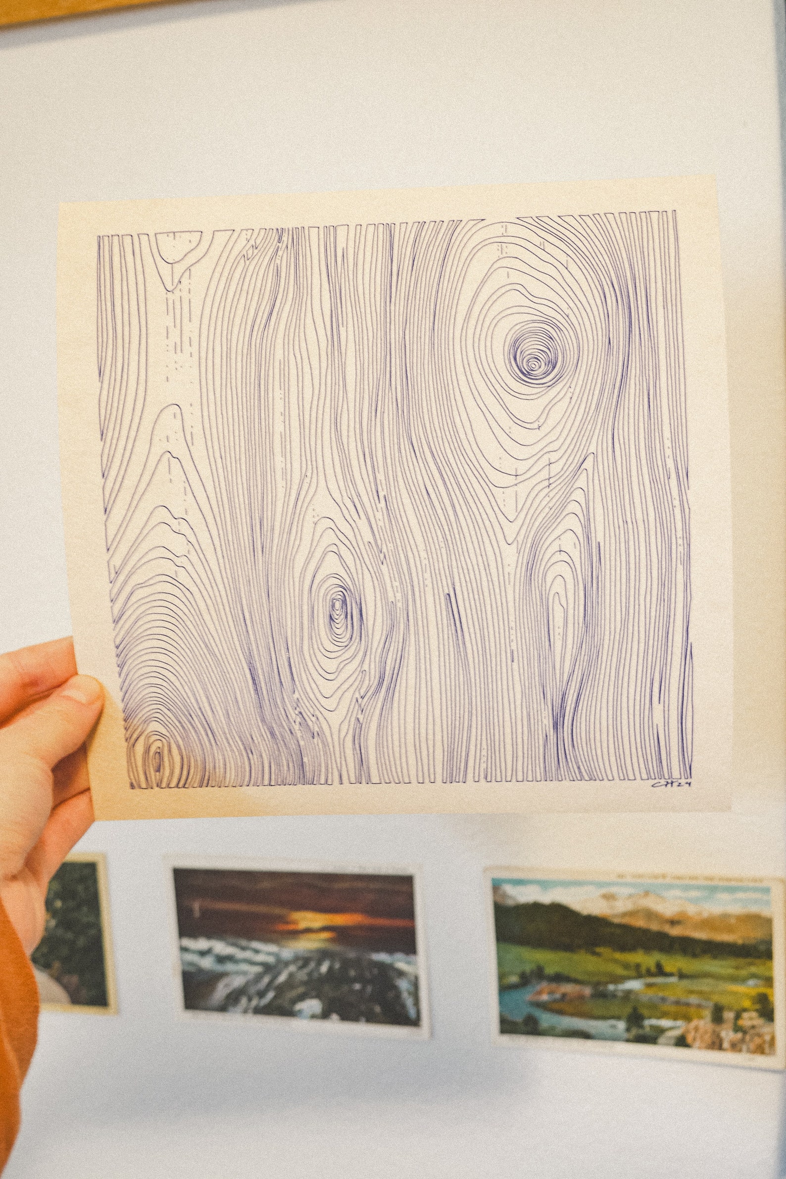 Wood Grain Line Art Print, Wood Art, Line Art, Minimalist Illustration ...