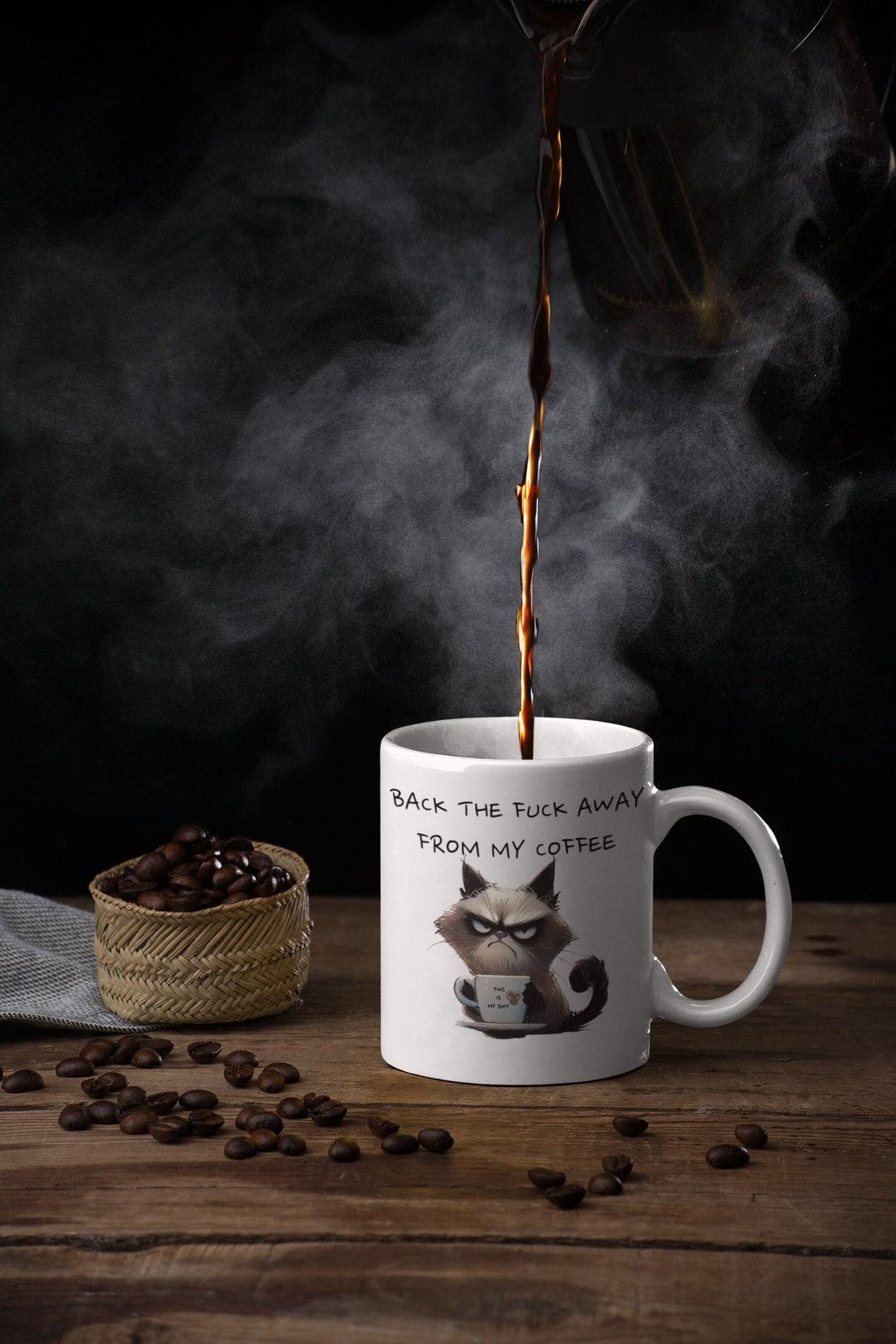 Funny Message & Cute Rude Cat Ceramic Coffee Mug 11 Oz - Etsy