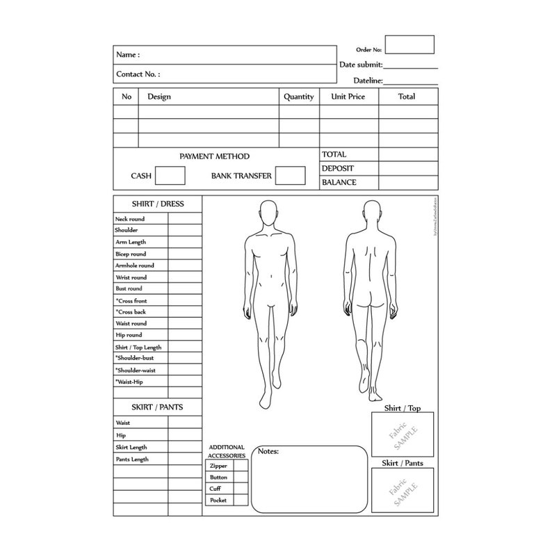 Printable Sewing Planner for Fashion Designer Record Fashion Sketch and ...