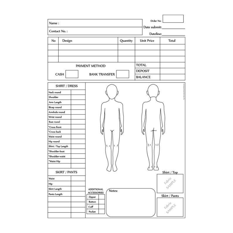 Printable Sewing Planner for Fashion Designer Record Fashion Sketch and ...