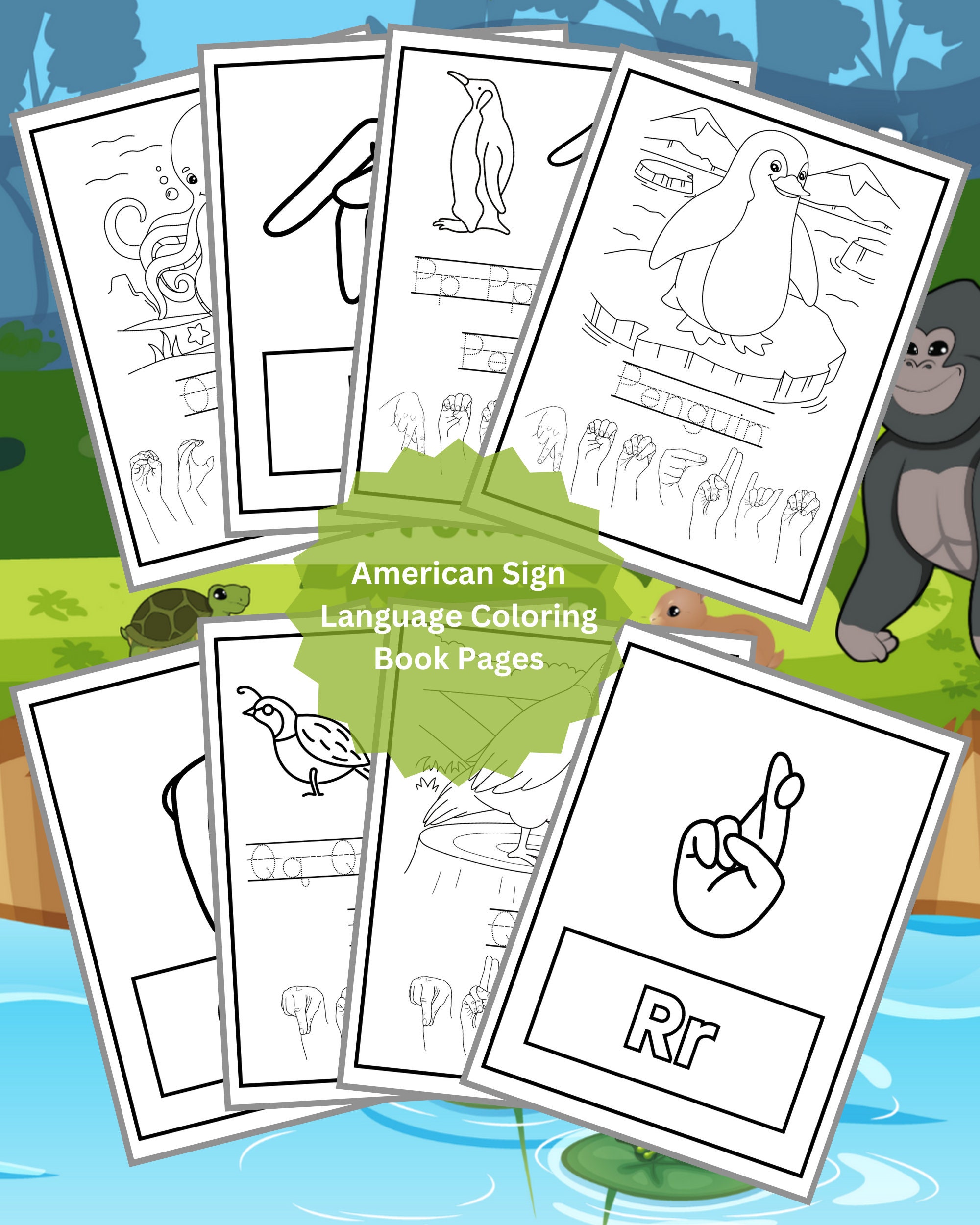 ASL Coloring & Activity Book Pages - Digital Download - American Sign ...