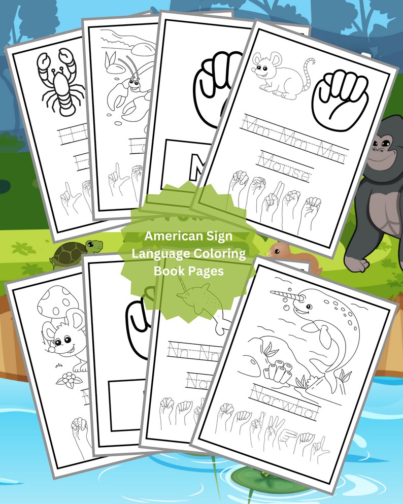 ASL Coloring & Activity Book Pages - Digital Download - American Sign ...