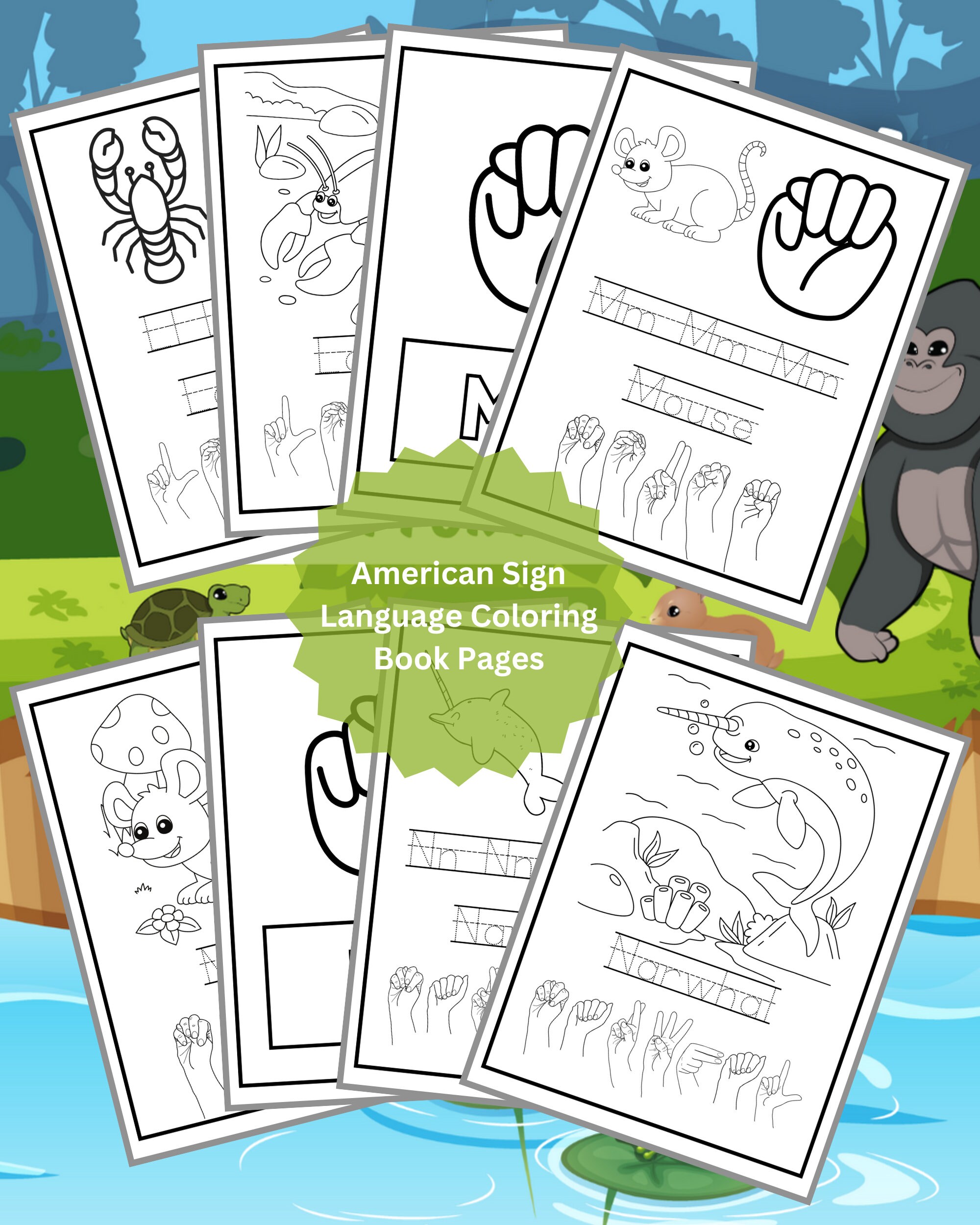 ASL Coloring & Activity Book Pages - Digital Download - American Sign ...