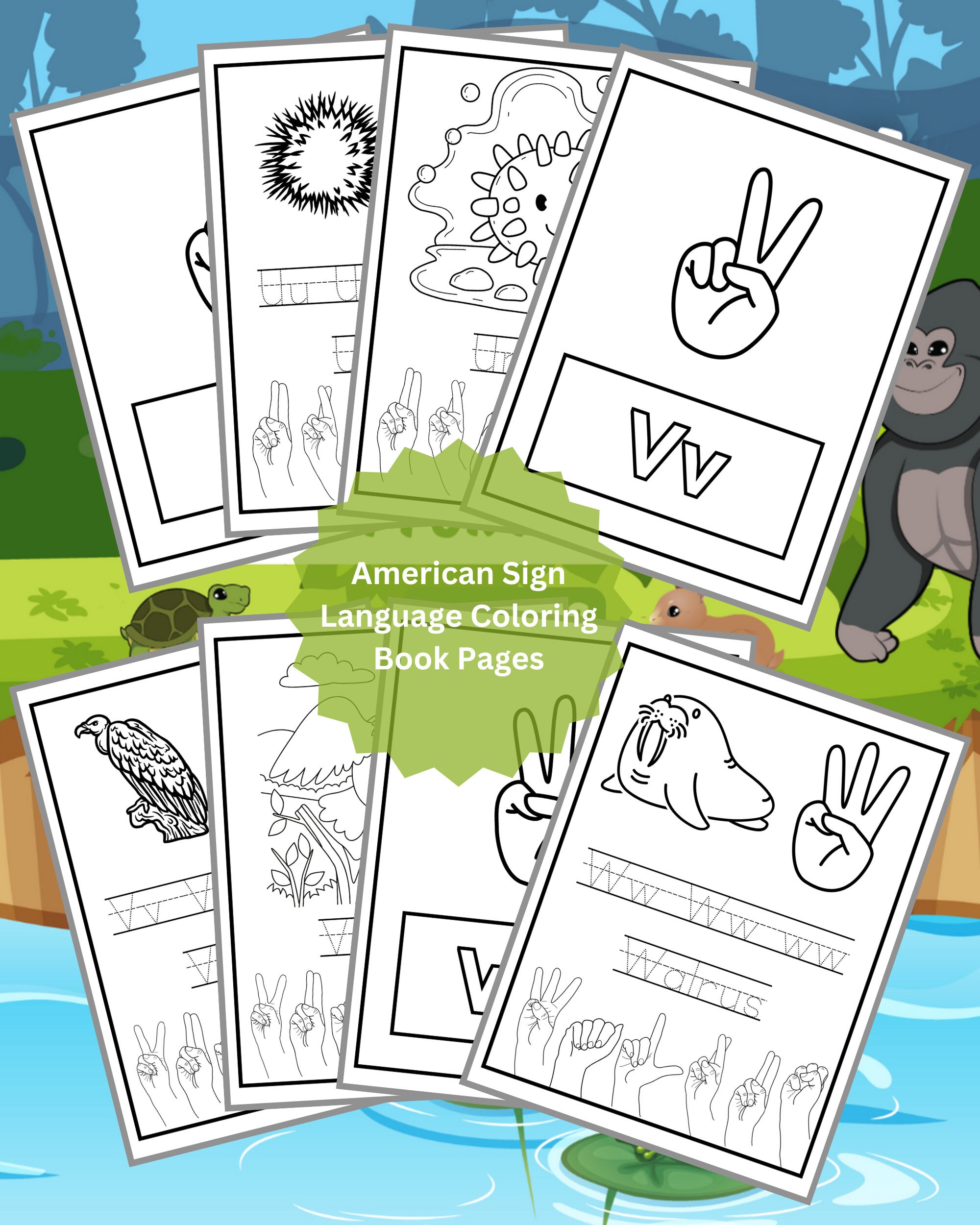 ASL Coloring & Activity Book Pages - Digital Download - American Sign ...