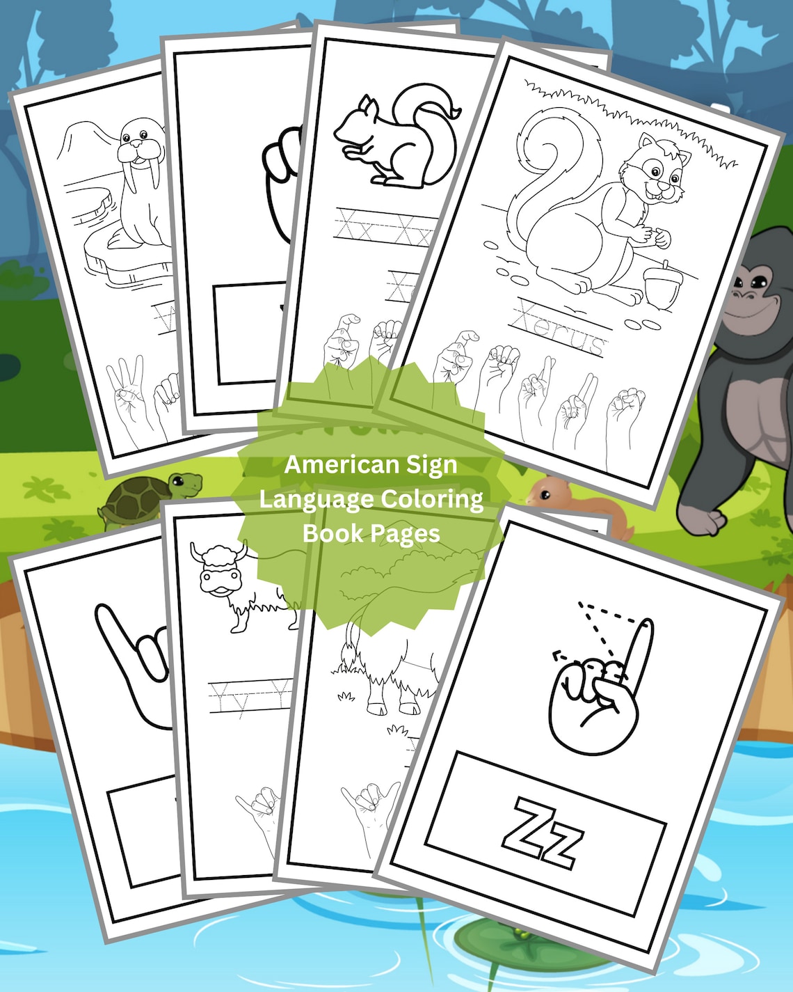 ASL Coloring & Activity Book Pages - Digital Download - American Sign ...