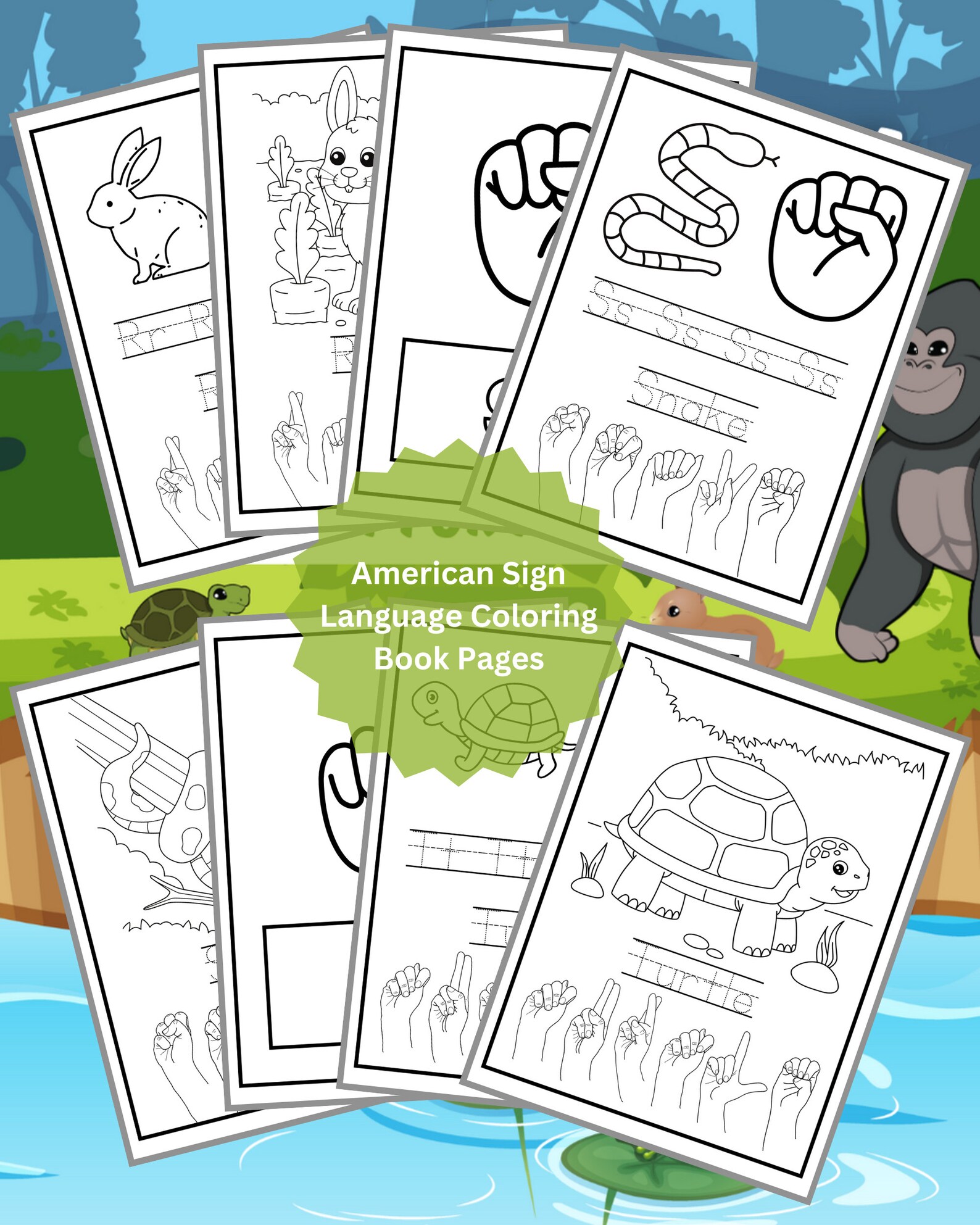 ASL Coloring & Activity Book Pages - Digital Download - American Sign ...