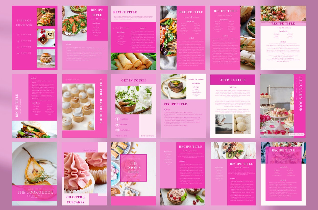 Barbie Themed Cookbook Template| Recipe Book | Pink Booklet | Stylish ...