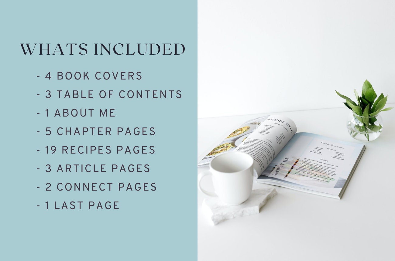 Cookbook Template| Recipe Modern Template | Blue Cookbook Template ...