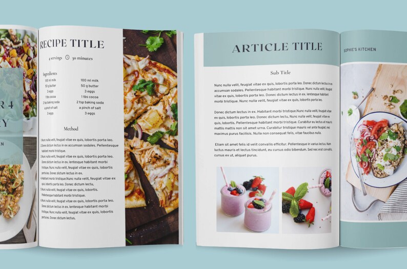 Cookbook Template Recipe Modern Template Blue Cookbook Template Recipe ...