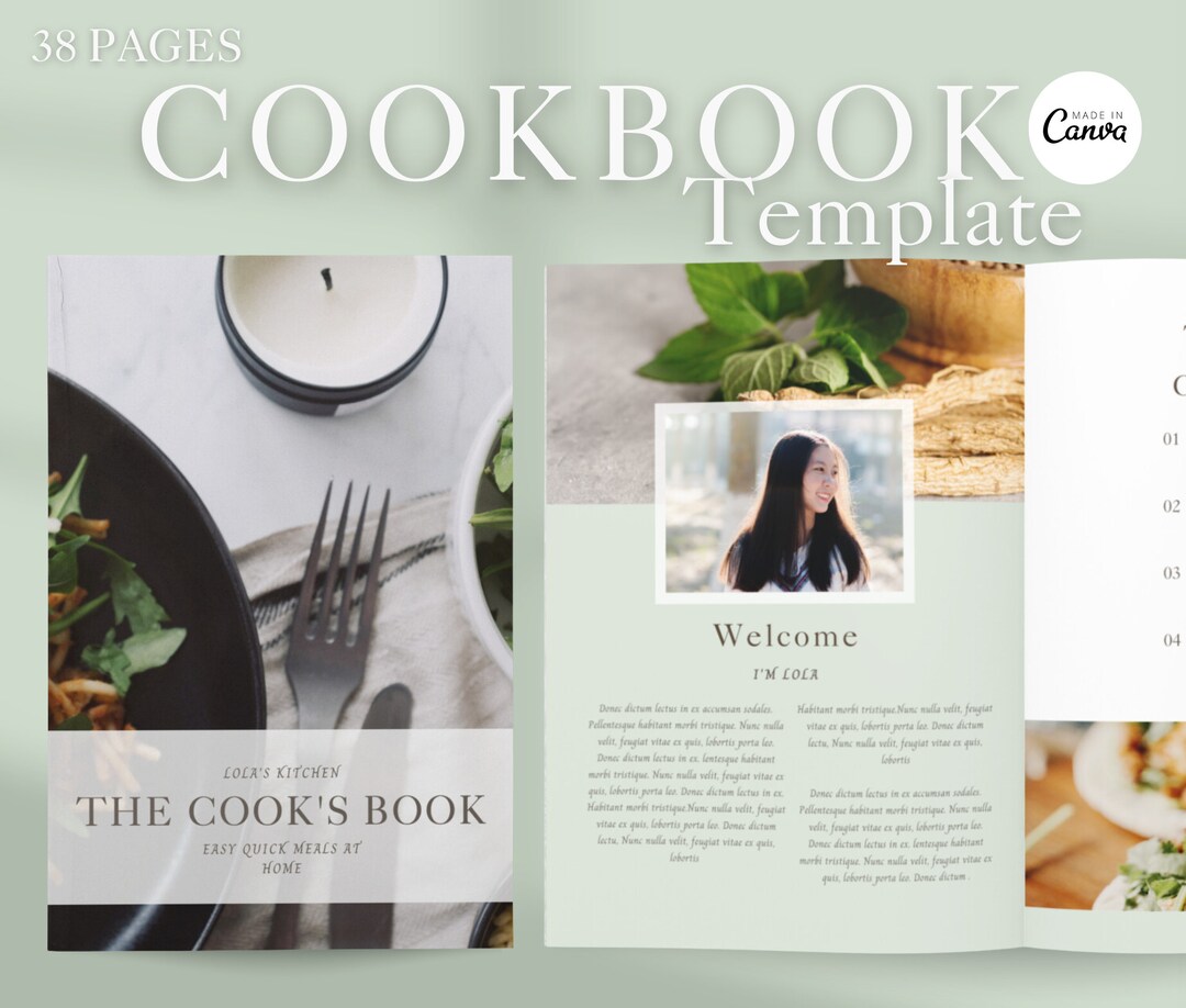 Mint Cookbook Template Recipe Book Green Booklet Stylish Modern Recipe ...