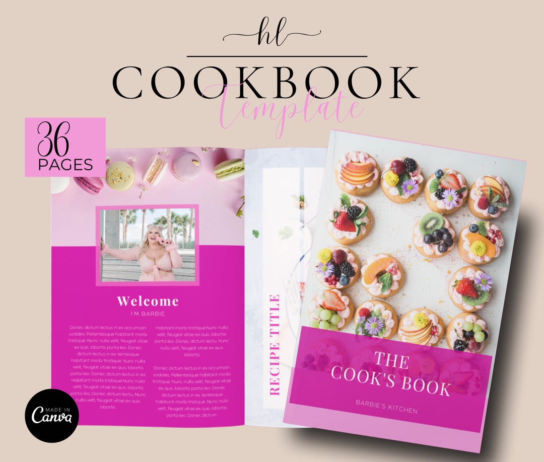 Barbie Themed Cookbook Template| Recipe Book | Pink Booklet | Stylish ...