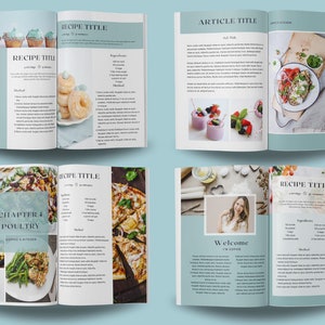 Cookbook Template Recipe Modern Template Blue Cookbook Template Recipe ...