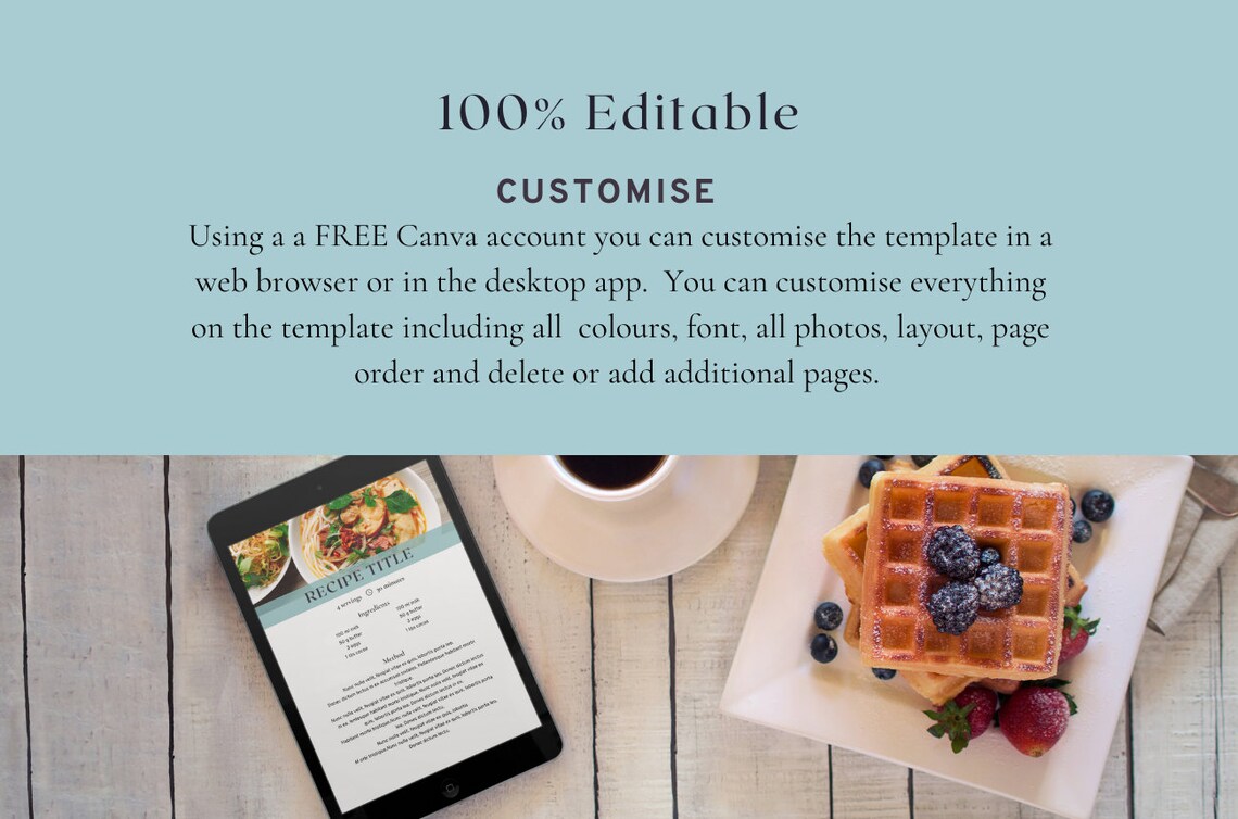 Cookbook Template| Recipe Modern Template | Blue Cookbook Template ...