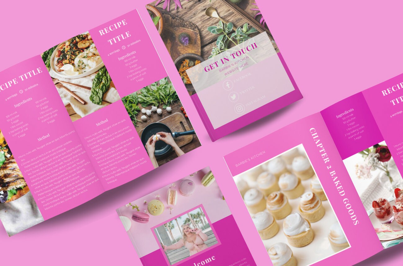 Barbie Themed Cookbook Template| Recipe Book | Pink Booklet | Stylish ...