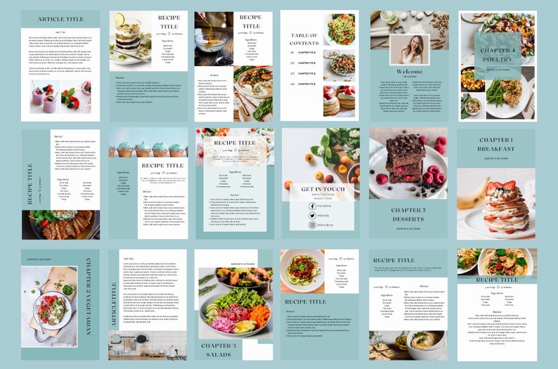 Cookbook Template Recipe Modern Template Blue Cookbook Template Recipe ...