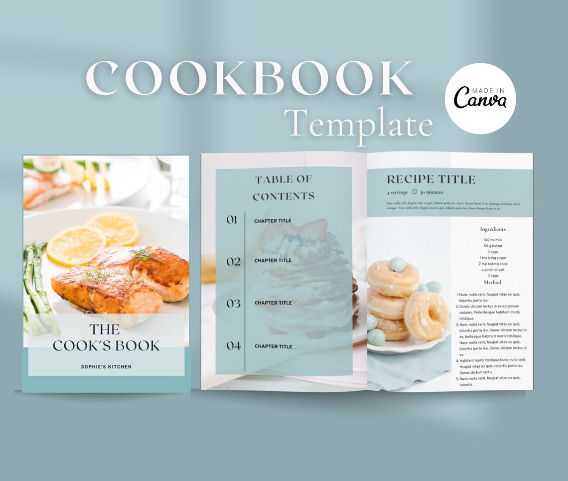 Cookbook Template| Recipe Modern Template | Blue Cookbook Template ...