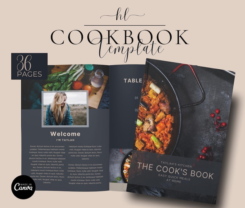 Editable Canva Cookbook Template: Modern Recipe Book Design (A4 Digital ...