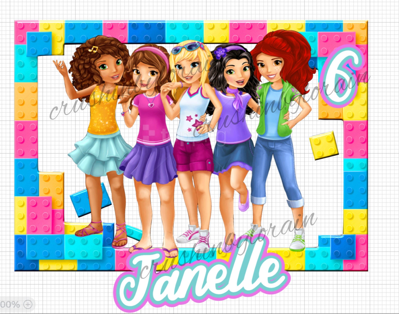 Lego Friends Custom Birthday PNG Digital File - Etsy