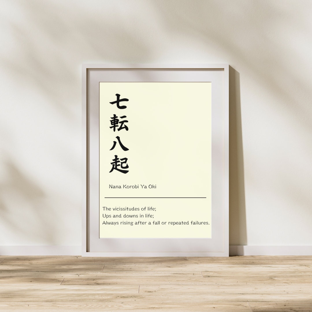 Nana Korobi Ya Oki Japanese Definition Print, Typography Poster ...