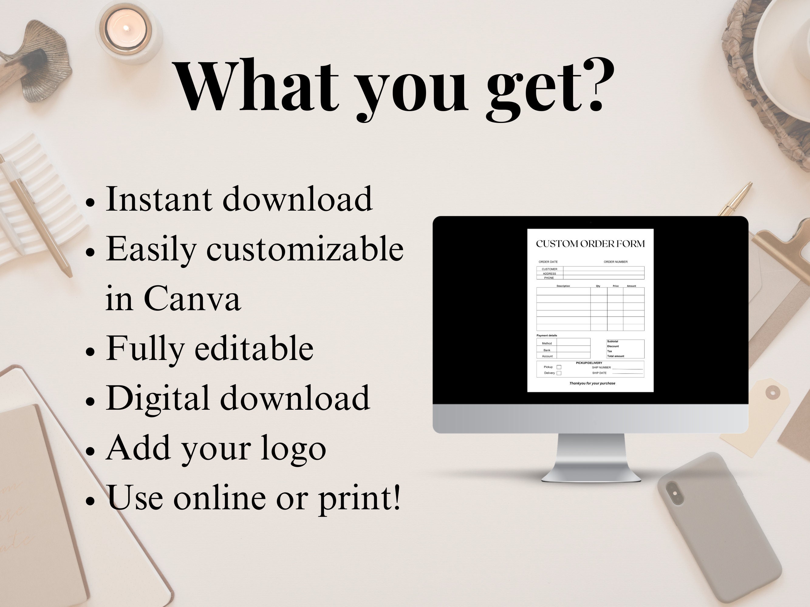 Custom Order Form, Simple Business Forms, Modern Form, Purchase Tracker ...