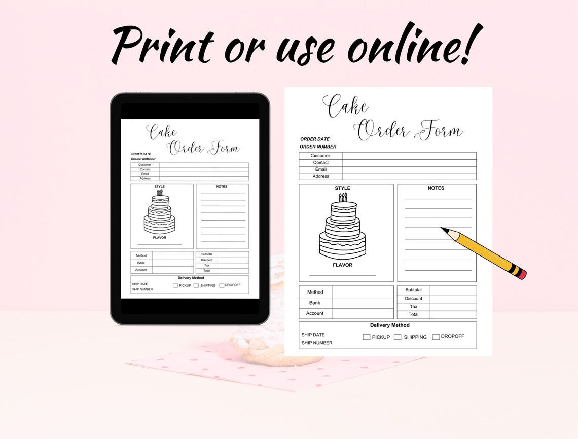 Editable Cake Order Form Template, Fully Customize Canva Template ...