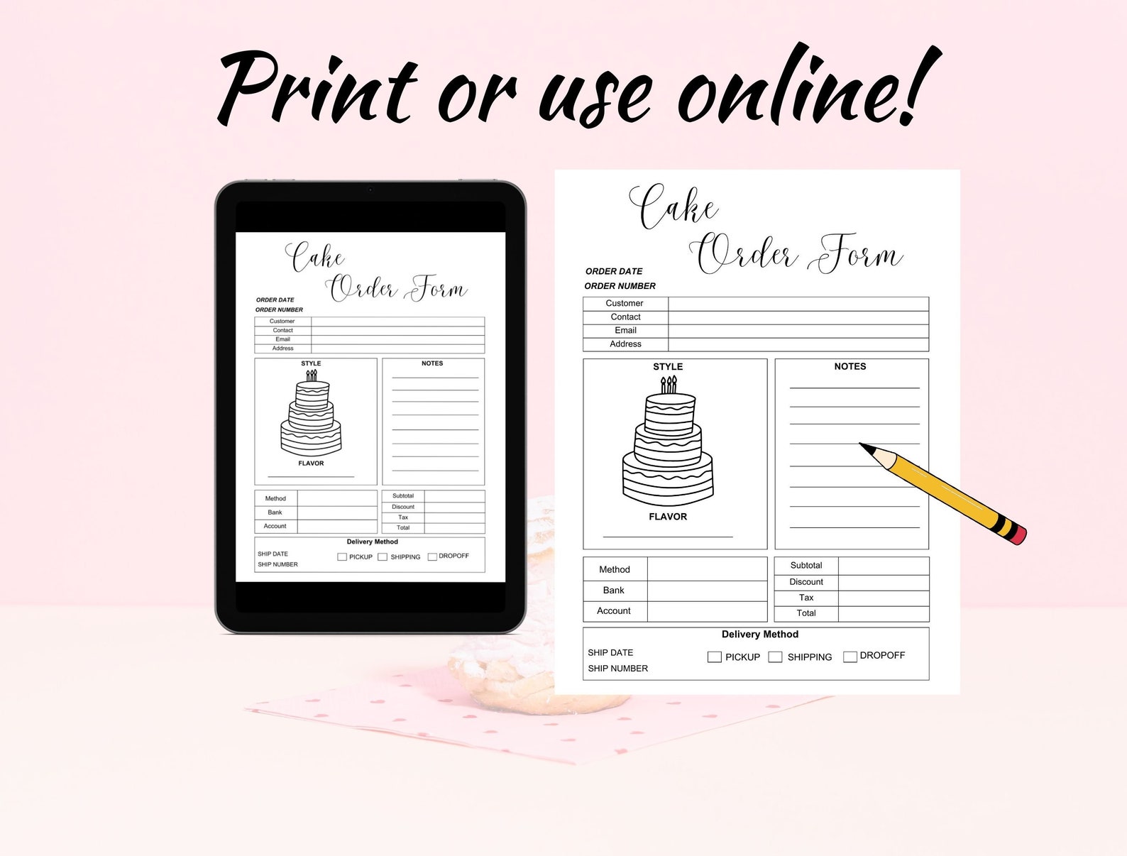 Editable Cake Order Form Template, Fully Customize Canva Template ...
