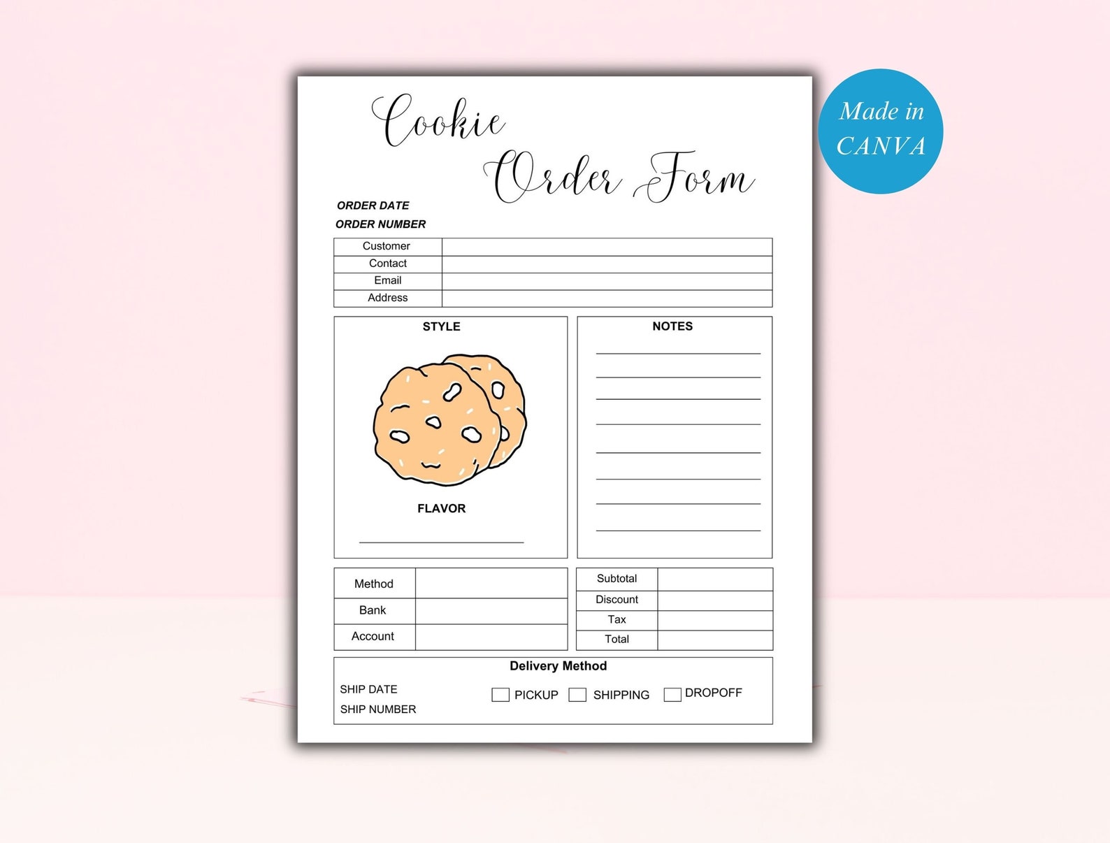 Editable Cookie Order Form Template, Customize Canva Template ...