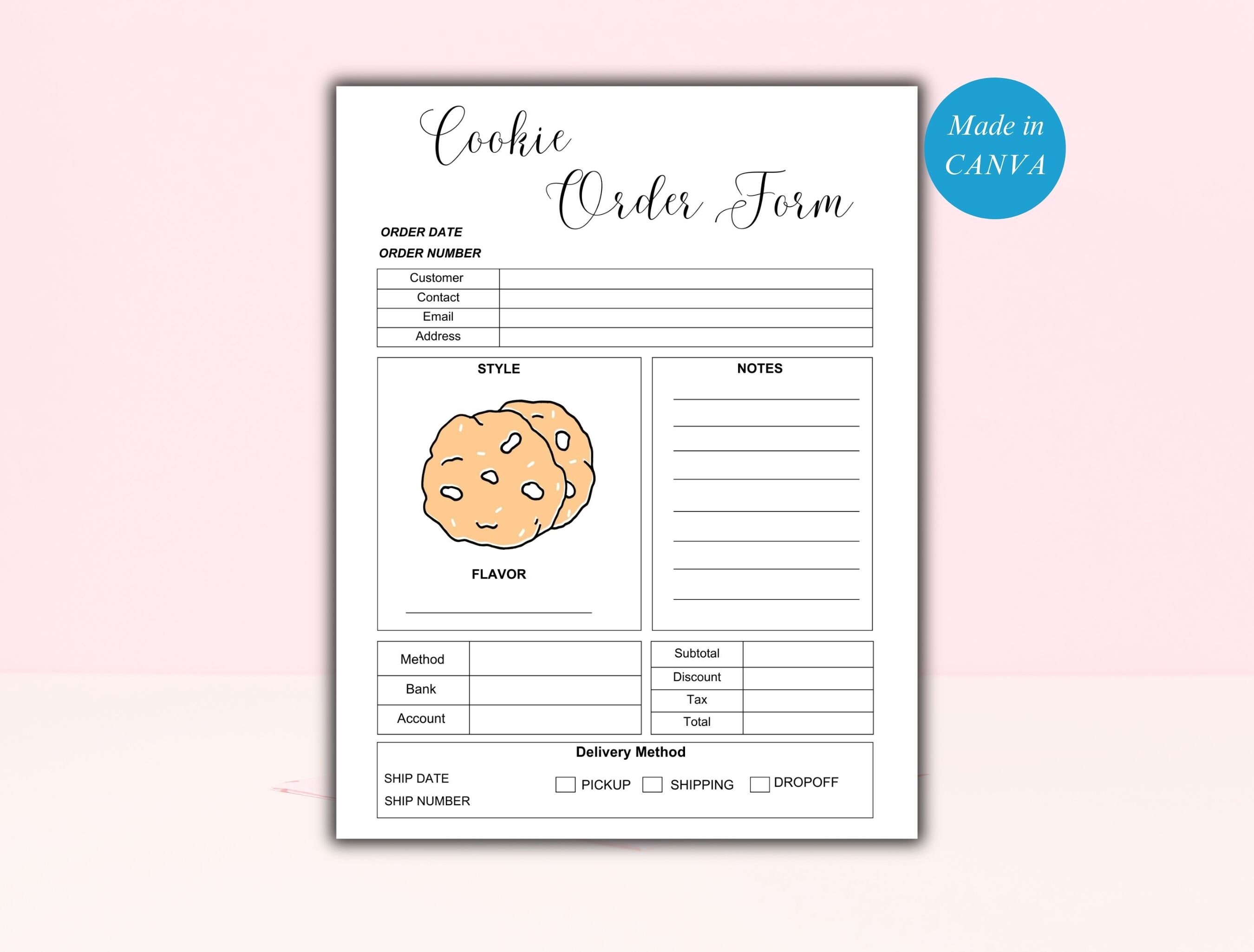 Editable Cookie Order Form Template, Customize Canva Template ...
