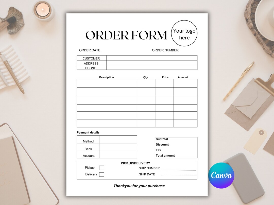 Custom Order Form, Simple Business Forms, Modern Form, Purchase Tracker ...