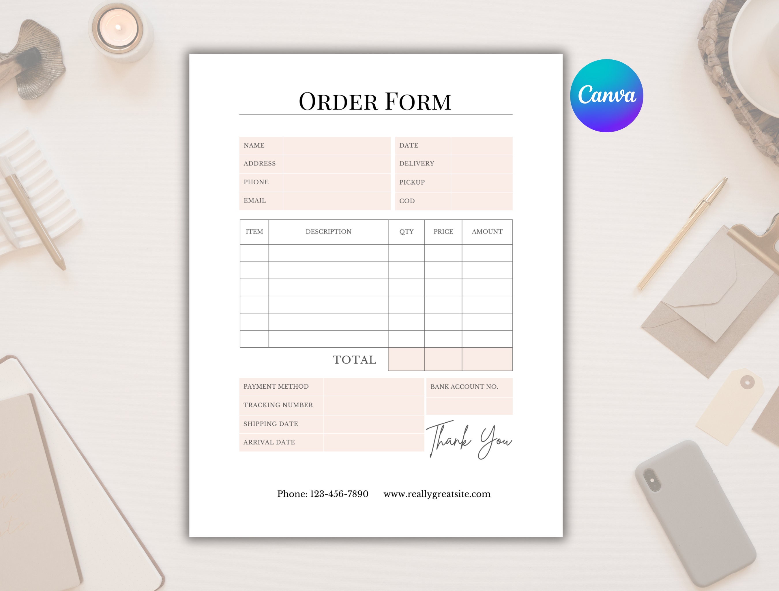 Editable Custom Order Form Template, Customize Canva Template ...
