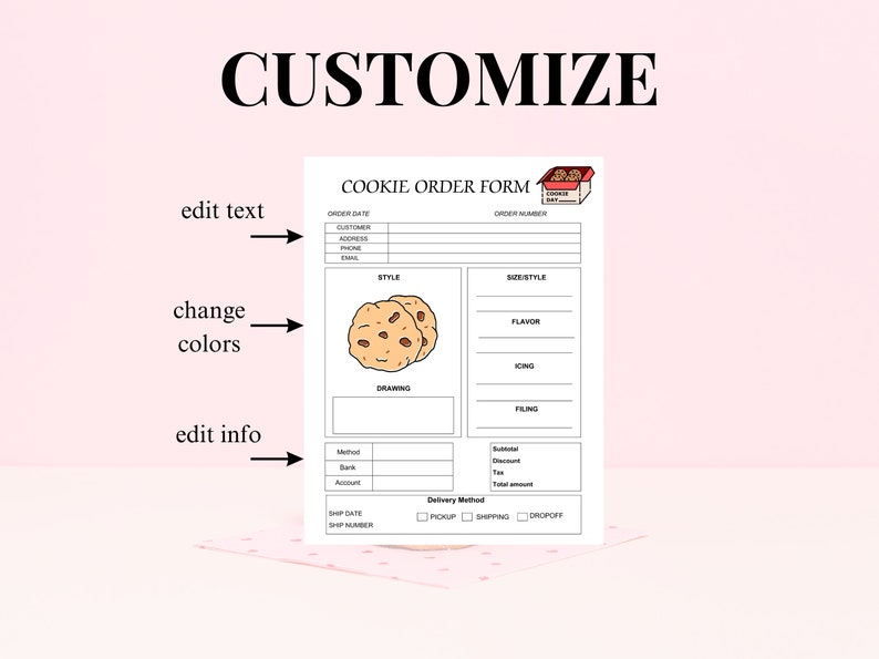 Editable Cookie Order Form Template Customize Canva Template - Etsy
