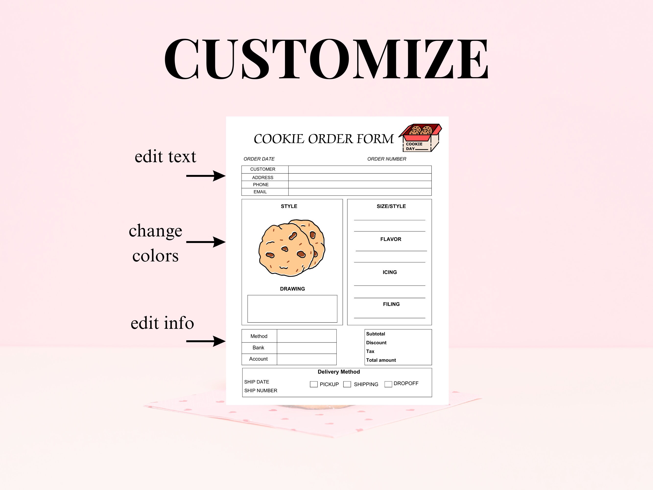 Editable Cookie Order Form Template Customize Canva Template - Etsy