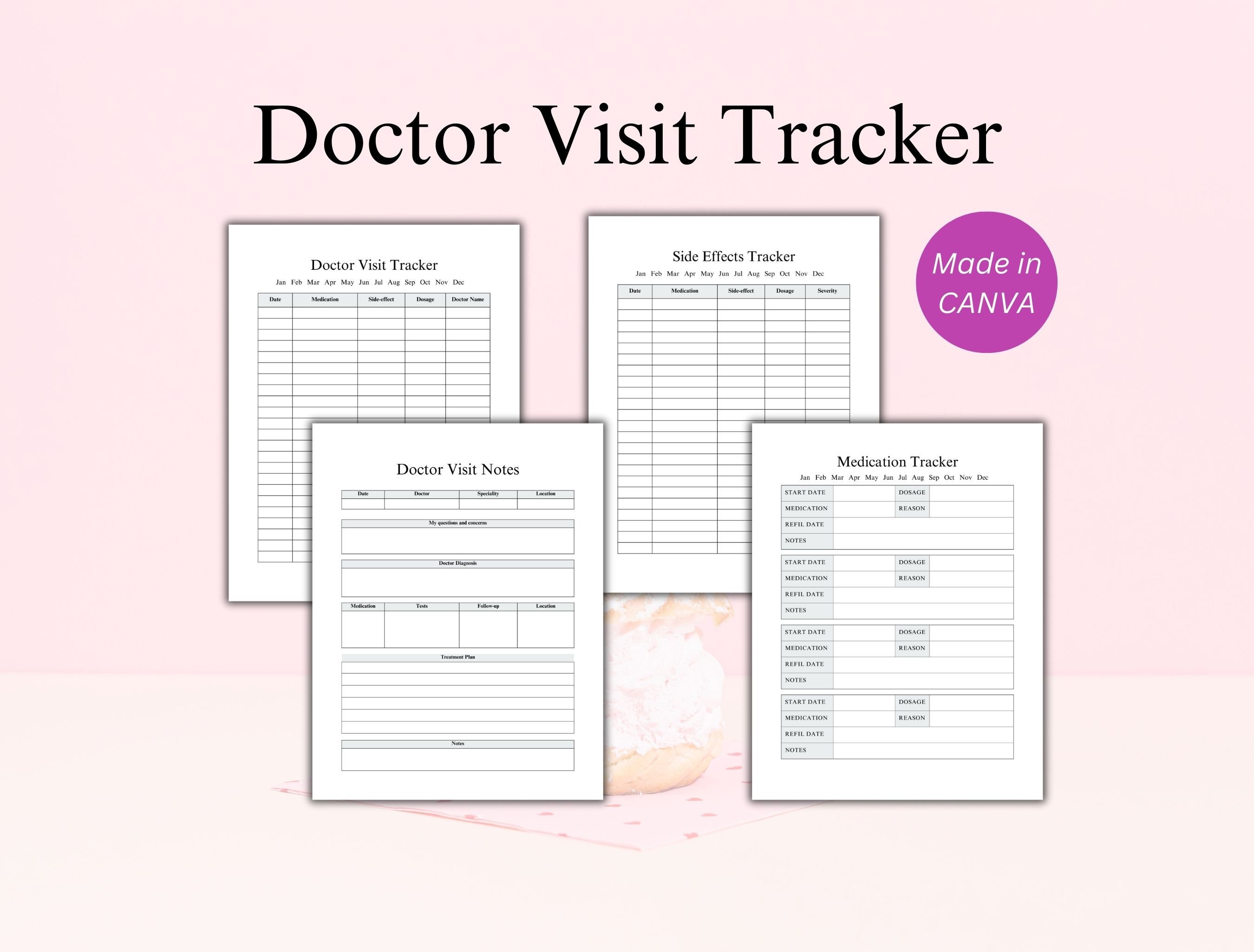 Doctor Visit and Medication Tracker Bundle, Medication Log, Medical ...