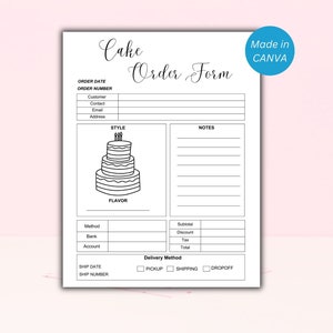 Editable Cake Order Form Template, Fully Customize Canva Template ...