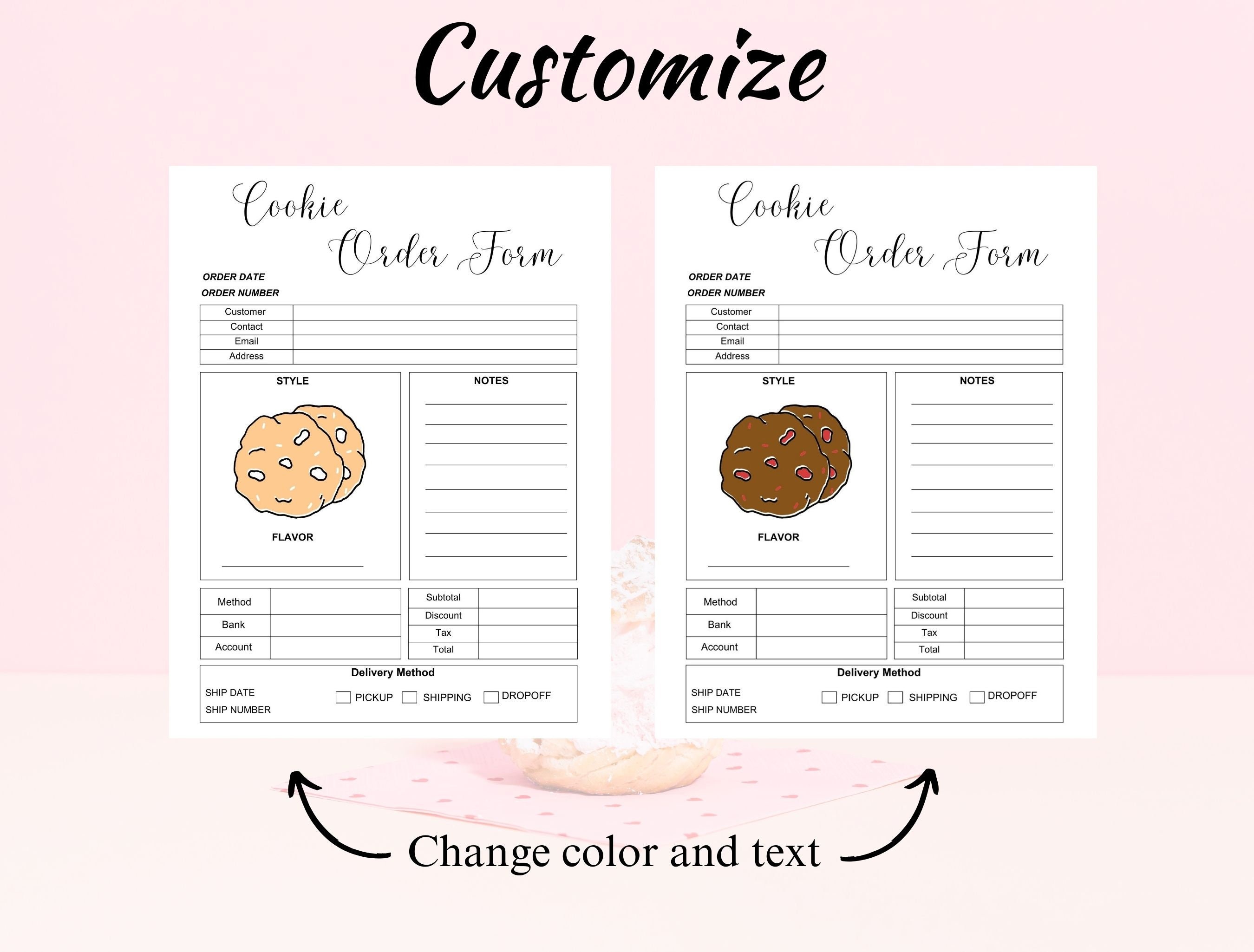 Editable Cookie Order Form Template, Customize Canva Template ...