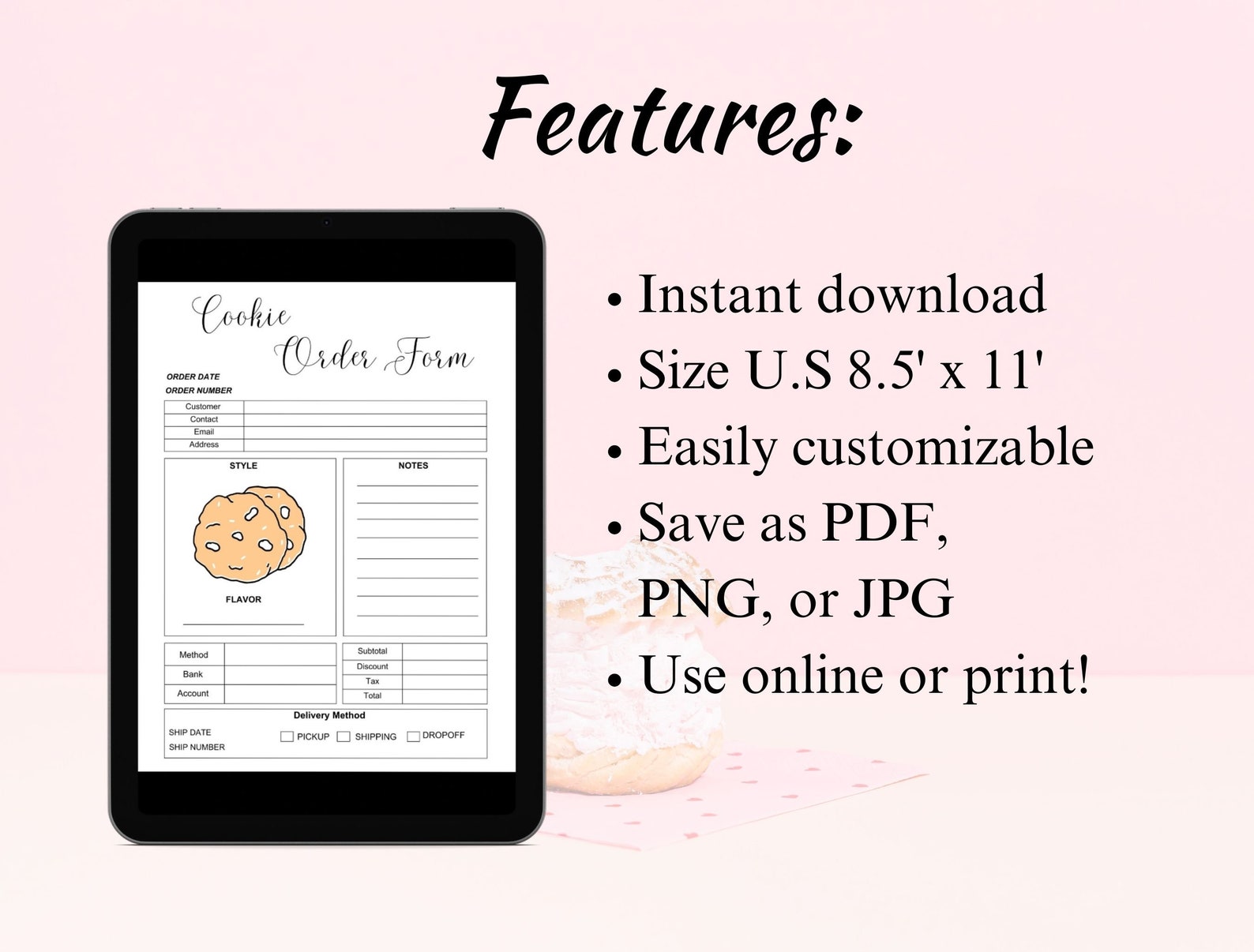 Editable Cookie Order Form Template, Customize Canva Template ...