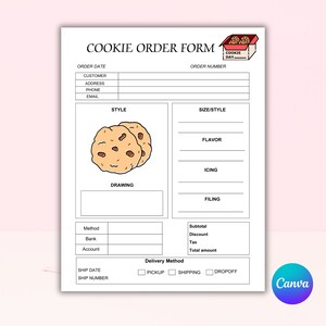 Editable Cookie Order Form Template Customize Canva Template - Etsy