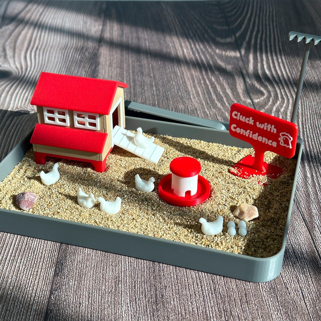 Mini Chicken Zen Garden - Desk Accessory for Stress Relief, Sand Garden ...