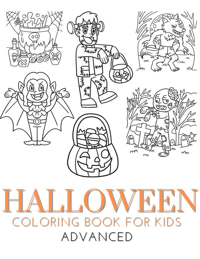 Printable Coloring Pages for Adults Fun & Spooky Halloween - Etsy