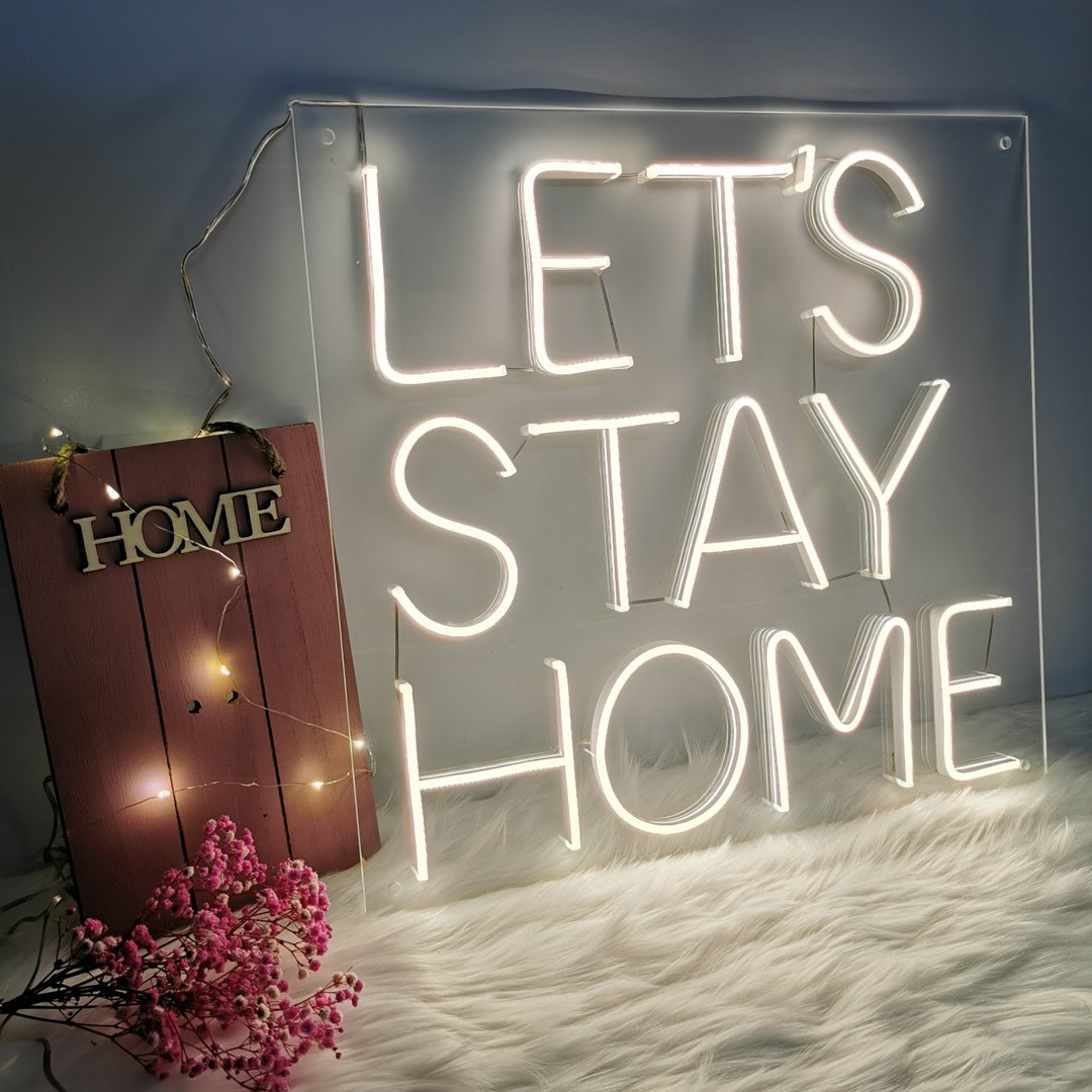 Let's Stay Home Neon Sign,home Decor Living Room Kitchen Wall ...