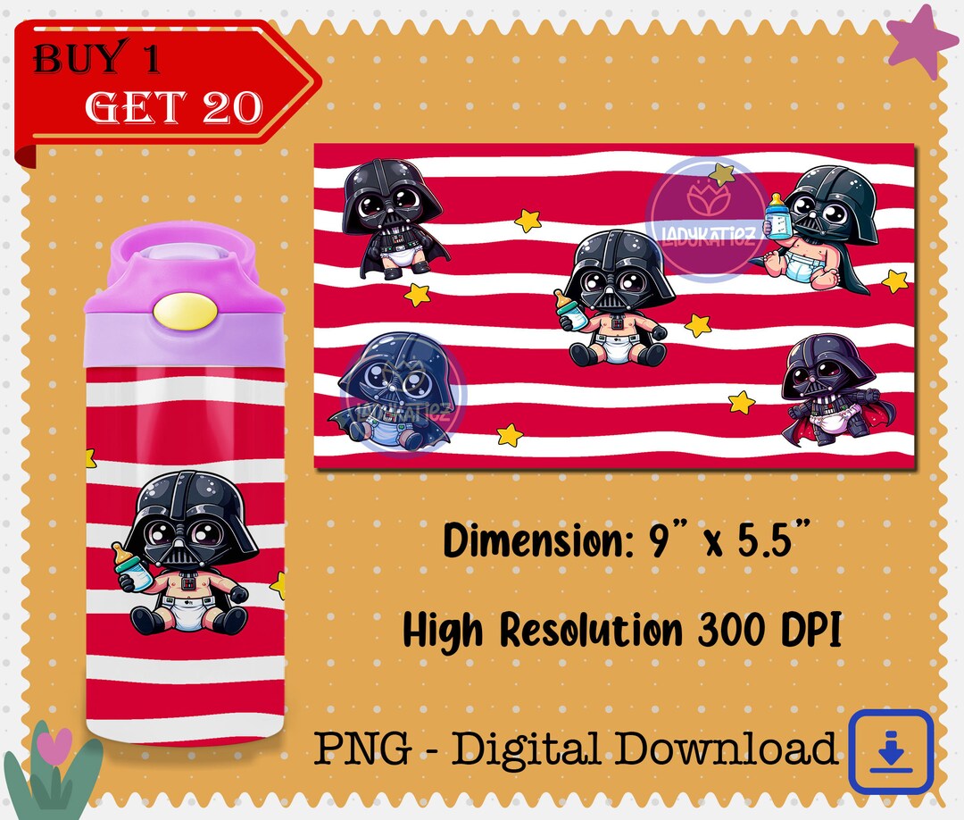 Galactic Empire 12oz Tumbler Sublimation, Galaxy Wars PNG, Cartoon Flip ...